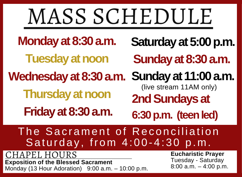 Mass Schedule | Saint Raymond